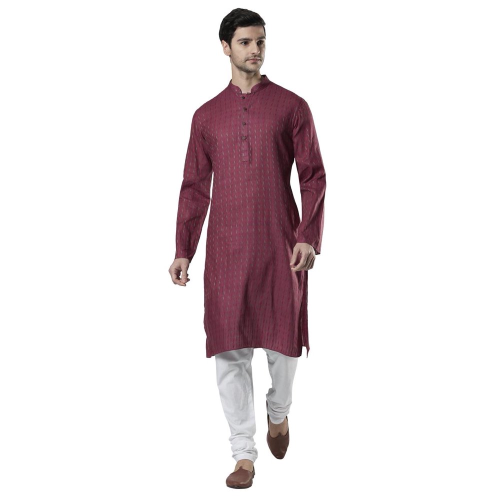 Raymond - Ethnix Men's Indian Band Collar Micro Dobby Thread Print ...