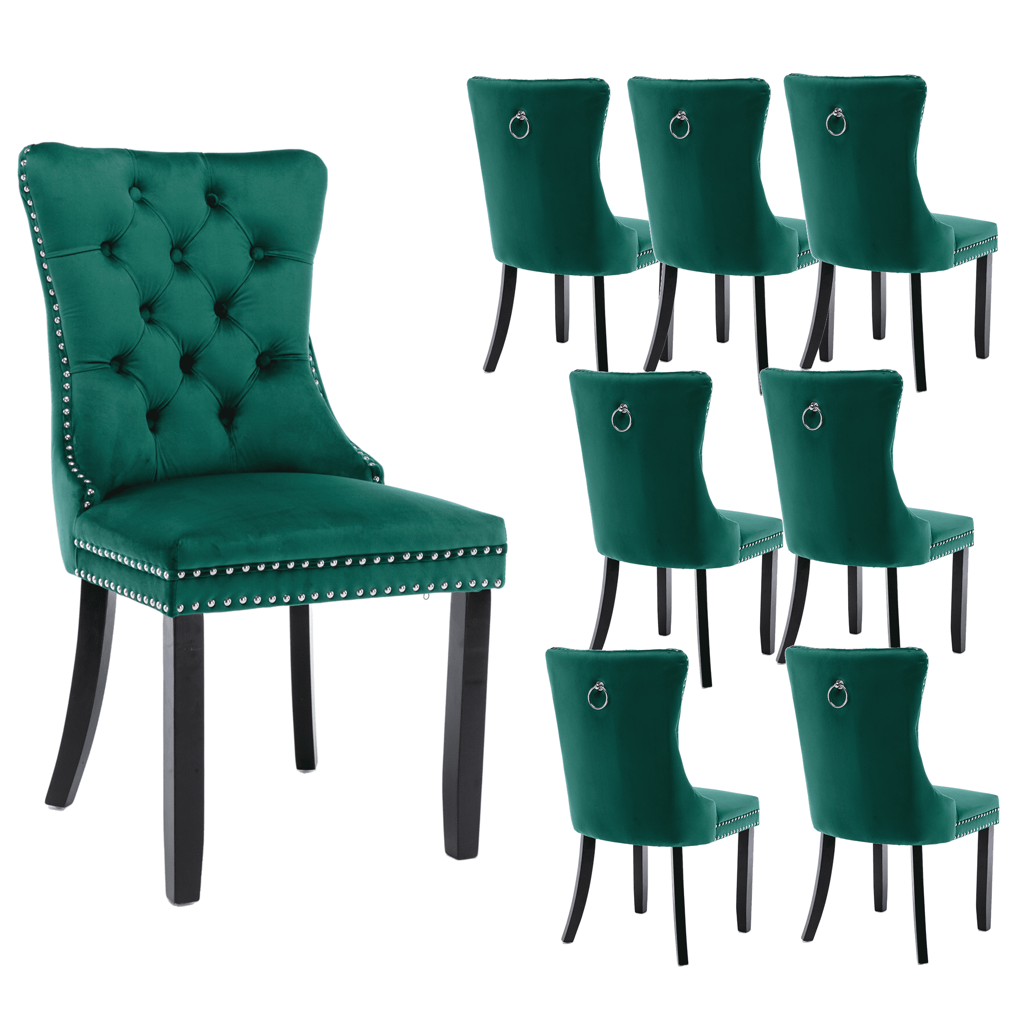 Contemporary Button Tufted Dining Chairs, High-end Velvet Upholstered ...