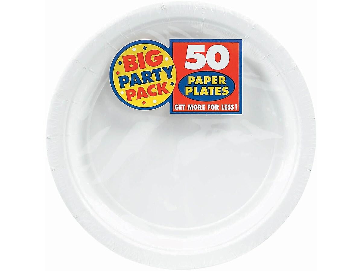 9" Paper Lunch Plates, White, 50 ct - Walmart.com