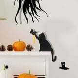 Fridja Halloween Black Cat Door Corner Sign Cat Silhouette Black Cat ...