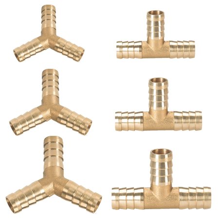 Langgg 6pcs/set T Y Fitting Head 6mm 8mm 10mm Brass Connector Pipe ...