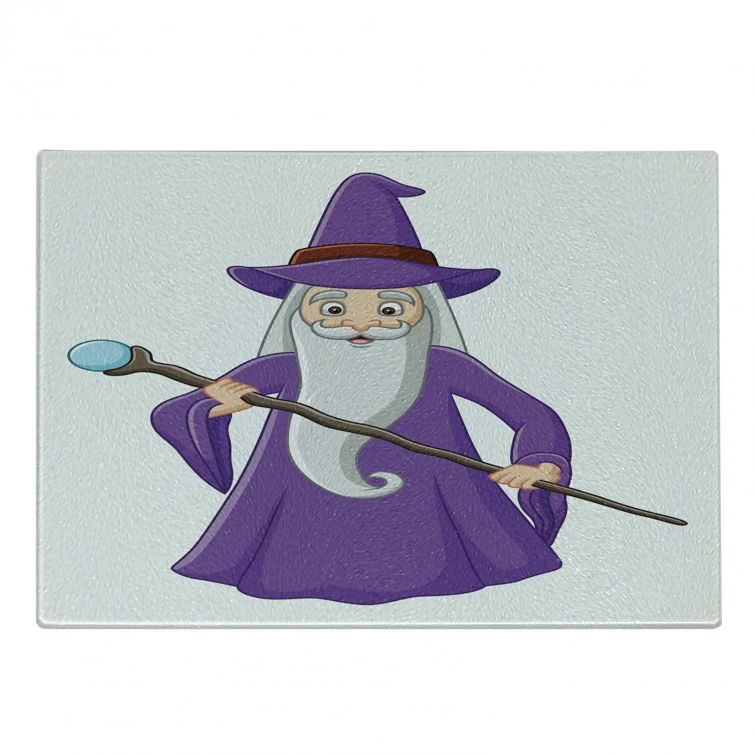 Magician Cutting Board, Old Wizard Character with Magic Stick on Plain ...
