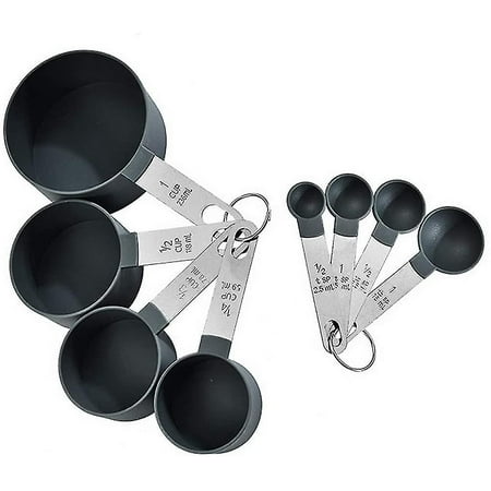 8 Piece Stainless Steel Plastic Measure Cups Measuring Cup And ...