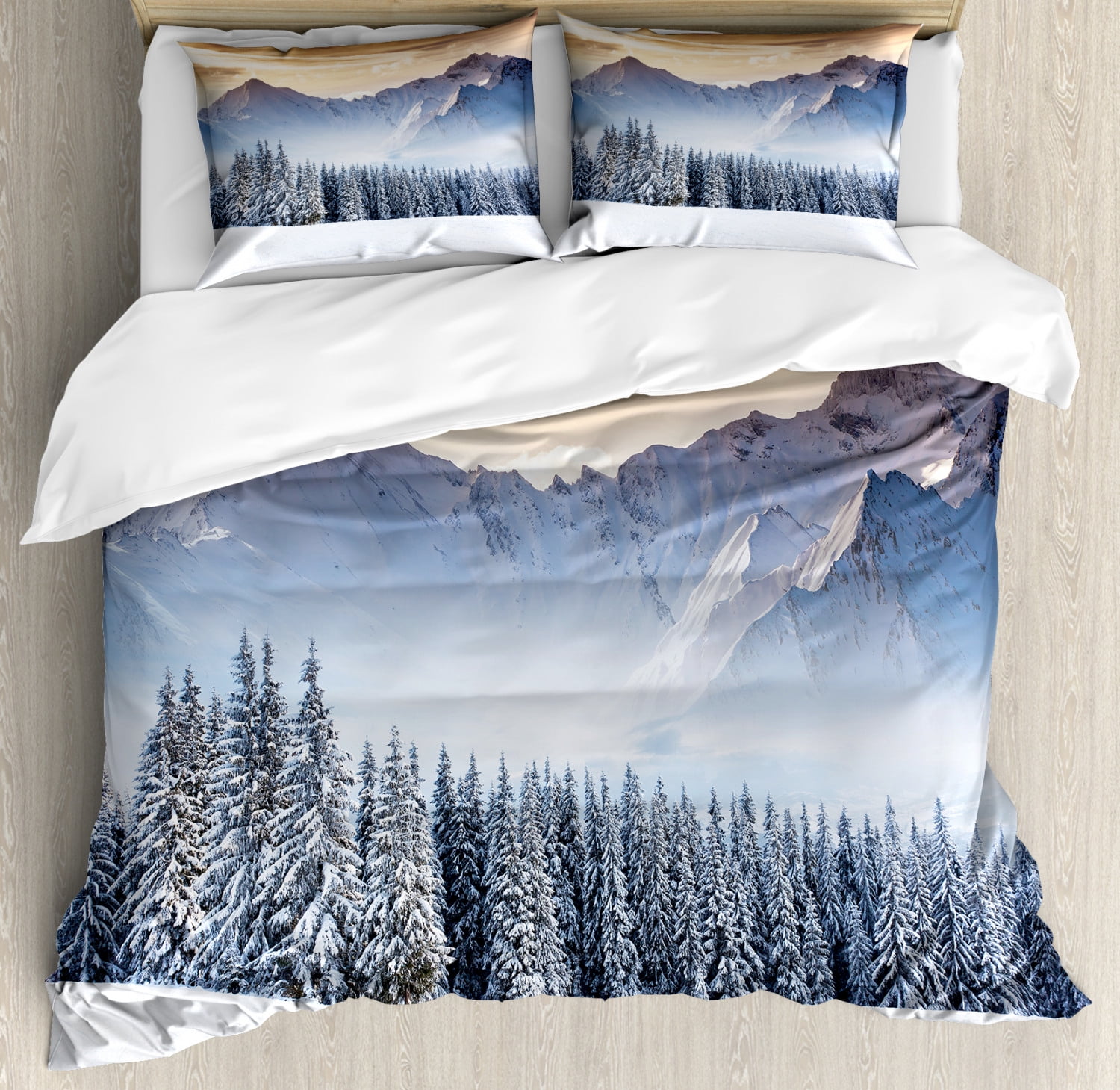 Winter King Size Duvet Cover Set, Fantastic Landscape Photography Snowy ...