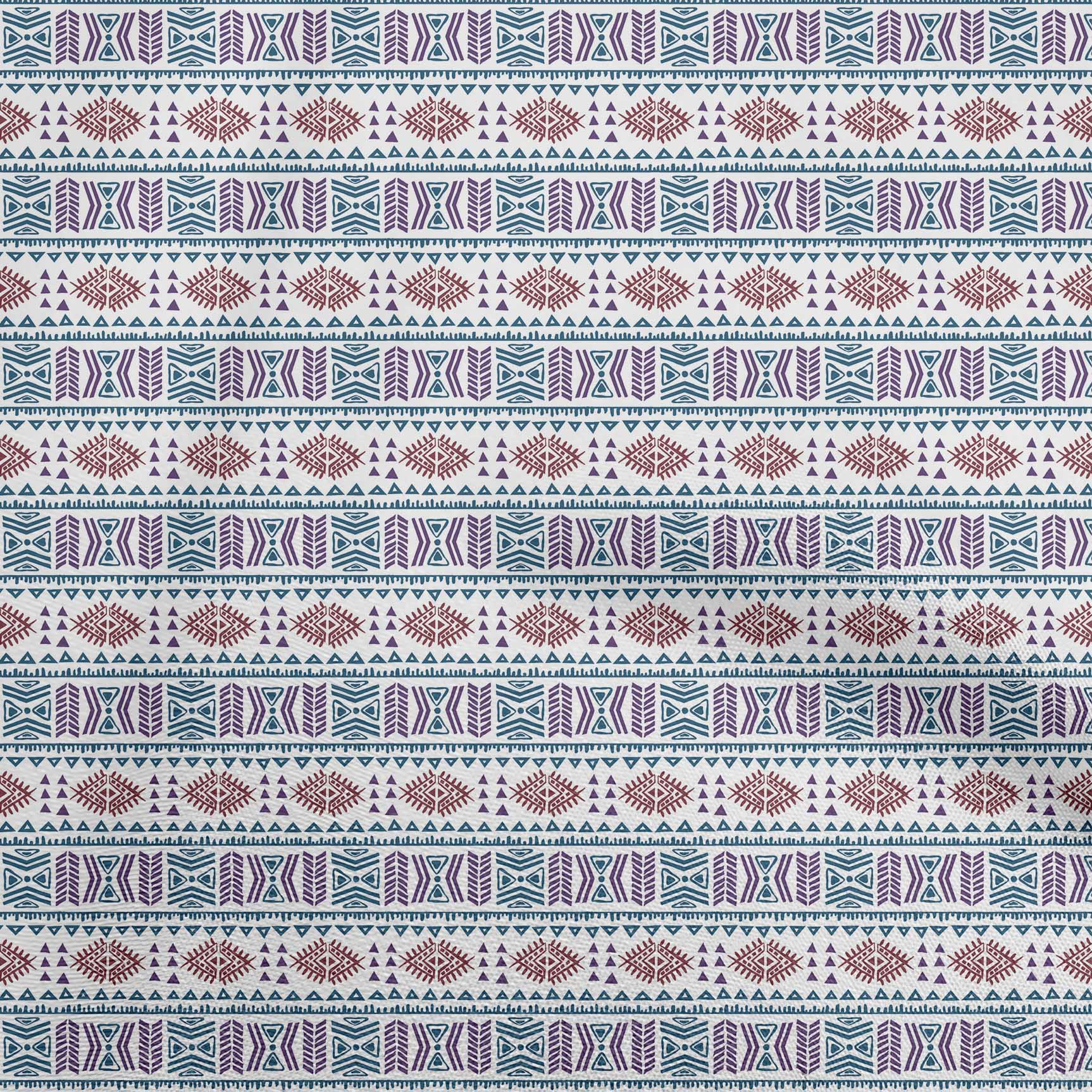 oneOone Silk Tabby Teal Blue Fabric Tribal Sewing Fabric By The Yard ...