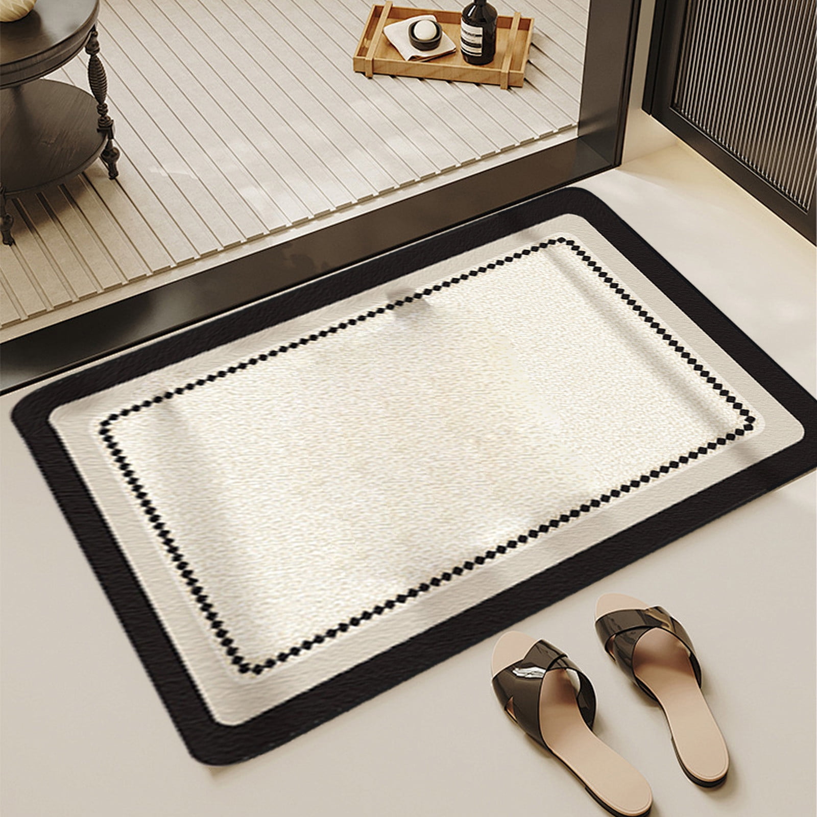 Topllc Bathroom Rugs  Home Summer Carpet Front Door Carpet Super Absorbent Quick Drying Rubber Backing Non-Slip Floor Mat Washable Super Soft Bathtub