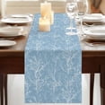Blue Botanical Burlap Cotton Table Runner 13x70 Inches Long, Vintage ...