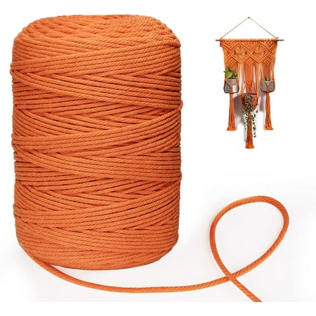 Macrame Cord,3mm x 300m Macrame Rope Cotton,4-Strand Twisted Soft ...