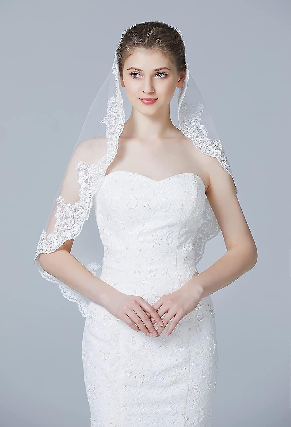 Velo de novia Yjmei 1 capa sencillo blanco con peine de metal corto ...
