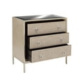 DecMode 32" x 32" Beige Wood Upholstered Front Panel 3 Drawer Chest ...