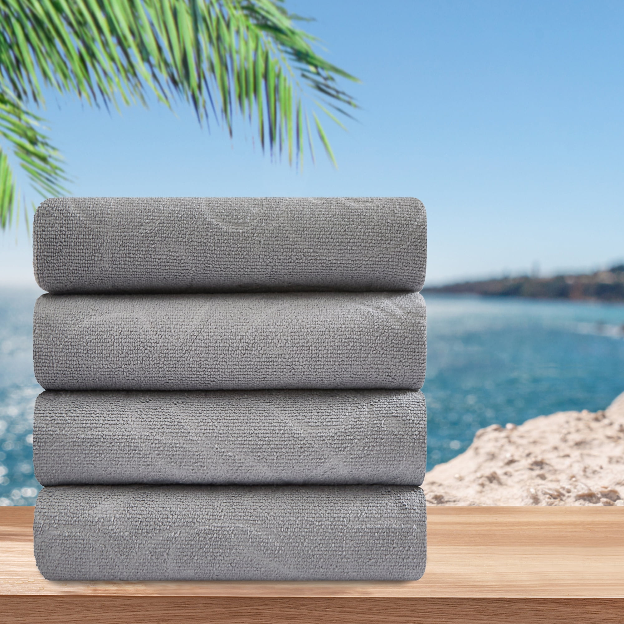 Smuge 4 Pcs Oversized Microfiber Beach Towels, 60x30 inches Super ...