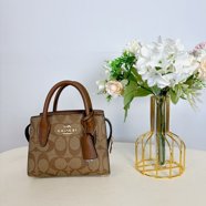 Coach (CJ592) Rowan Mixed Racer Blue Canvas Leather Colorblock Satchel ...