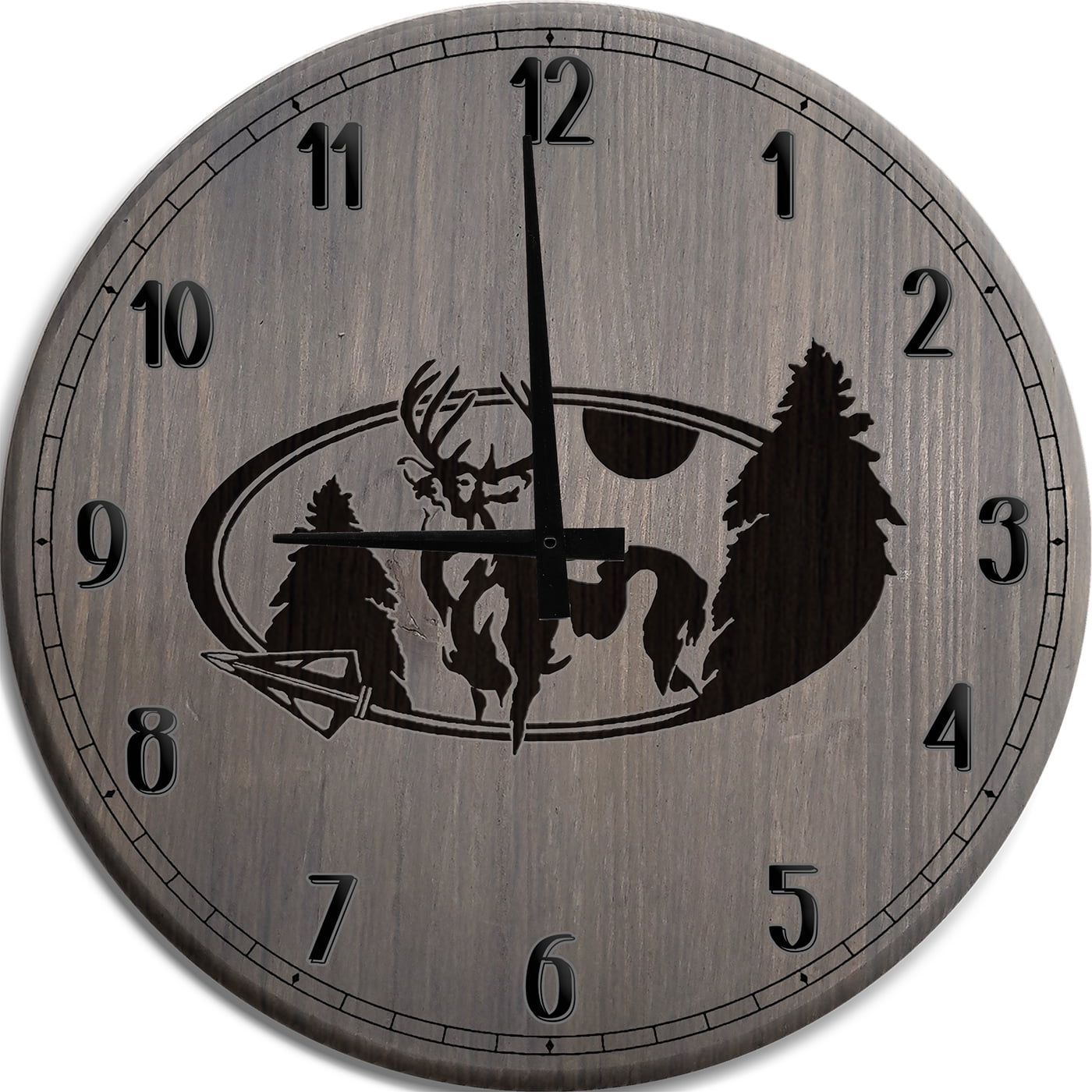 Large Wall Clock Dear Hunting Archery Bow Hunting Man Cave Wall Decor ...
