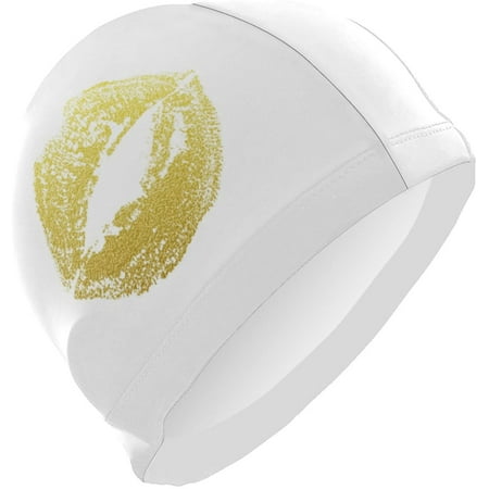 Swimming Cap Gold Lips Golden Glitter Unisex Adult Swim Cap Polyester ...