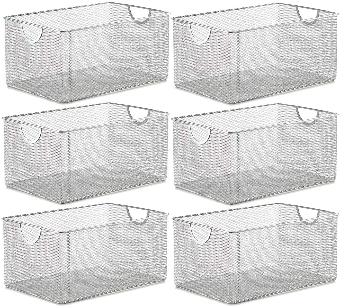 YBM Home Wire Mesh Storage Basket Organizer with Handles 12 x 7.8 x 5.8 ...