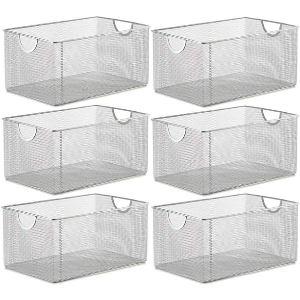 YBM Home Wire Mesh Storage Basket Organizer with Handles 12 x 7.8 x 5.8 ...