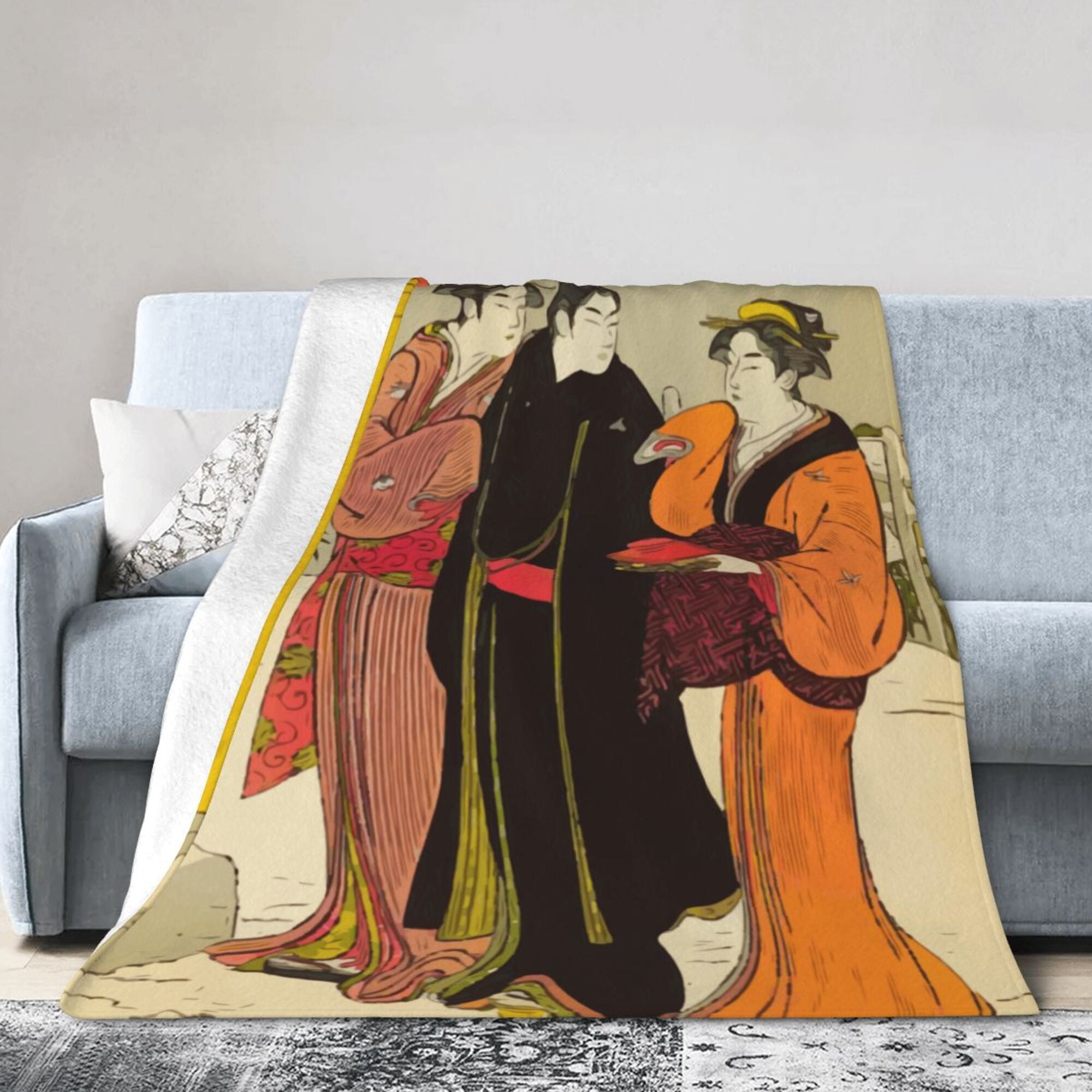 Throw Blanket Japanese Kimono Geisha Ladies For Couch-Ultra-Soft Micro ...