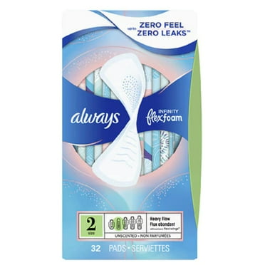 Always Infinity Size 4 Overnight Pads with Wings, Unscented, 14 Count ...