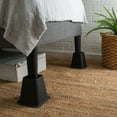 Simplify 6 inch Plastic Bed Risers with Wheel Caster Stabilizer, Black ...