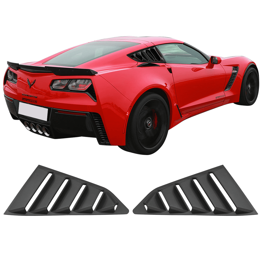 Ikon Motorsports Compatible with 14-19 Chevy Corvette C7 Classic Style Side Window Louvers Pair ...