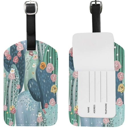 Vintage Cactus Luggage Tags Cacti Leather Travel Bag Suitcase Labels ...