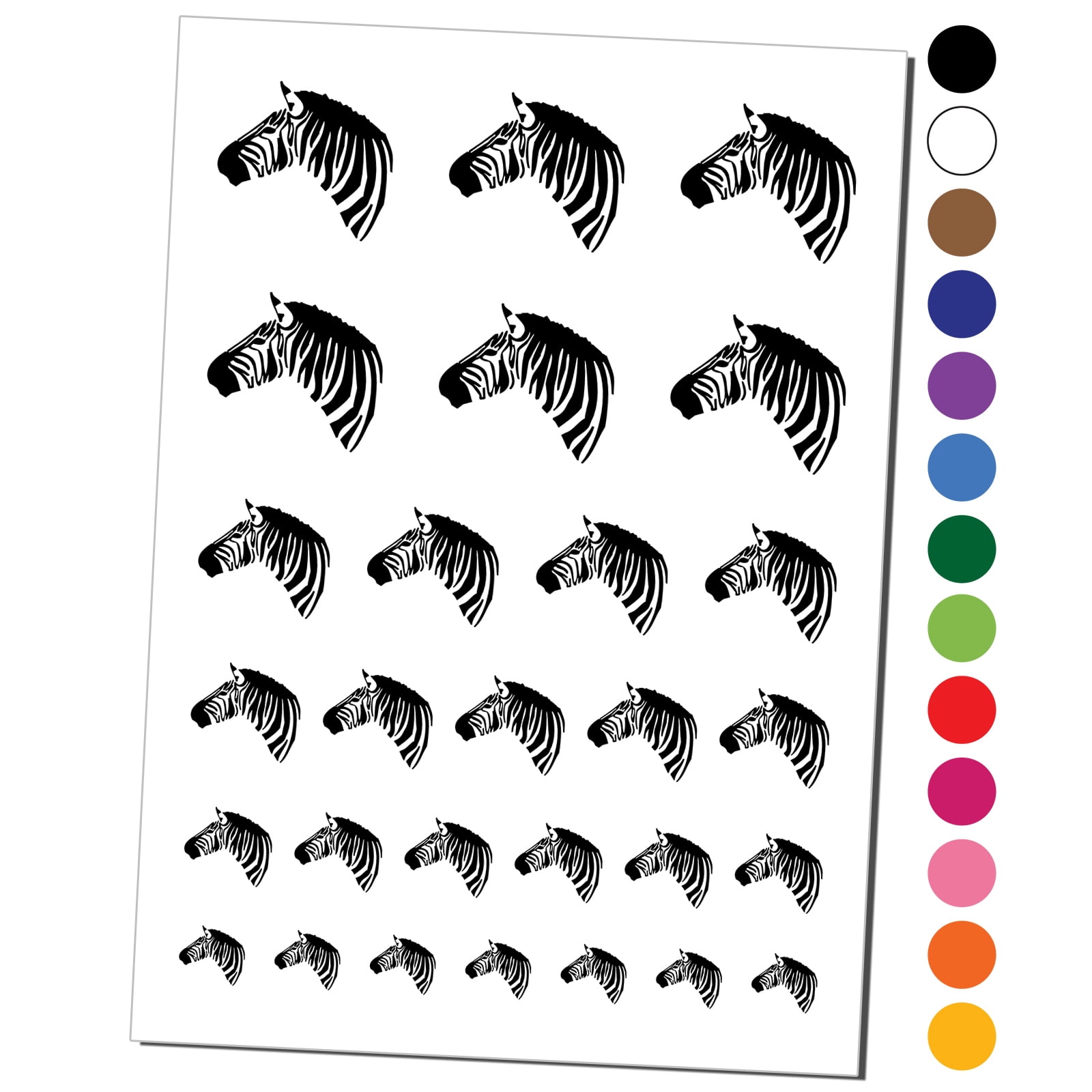 Zebra Head Profile Sketch Water Resistant Temporary Tattoo Set Fake ...