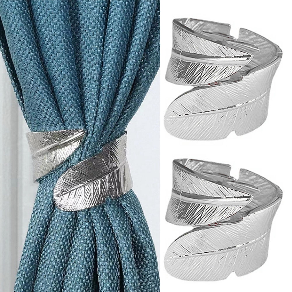 2Pcs Decorative Metal and Gold Leaf Shaped Tiebacks for Drapes Curtain ...