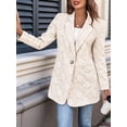 Women'S Floral Jacquard Casual Blazer Suit Long Sleeve Slim Fit Elegant ...