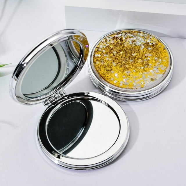 Compact Mirror Travel Makeup Mirror Hand Held 1x/2x Magnifying Mirror ...
