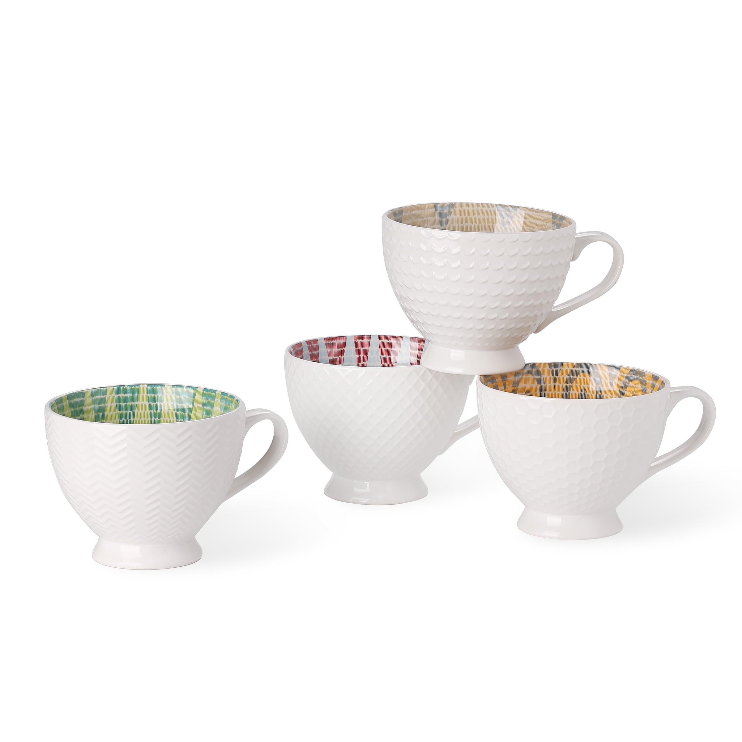 Signature Housewares Tikal White Set of 4 Ceramic Footed Mugs - Walmart.com