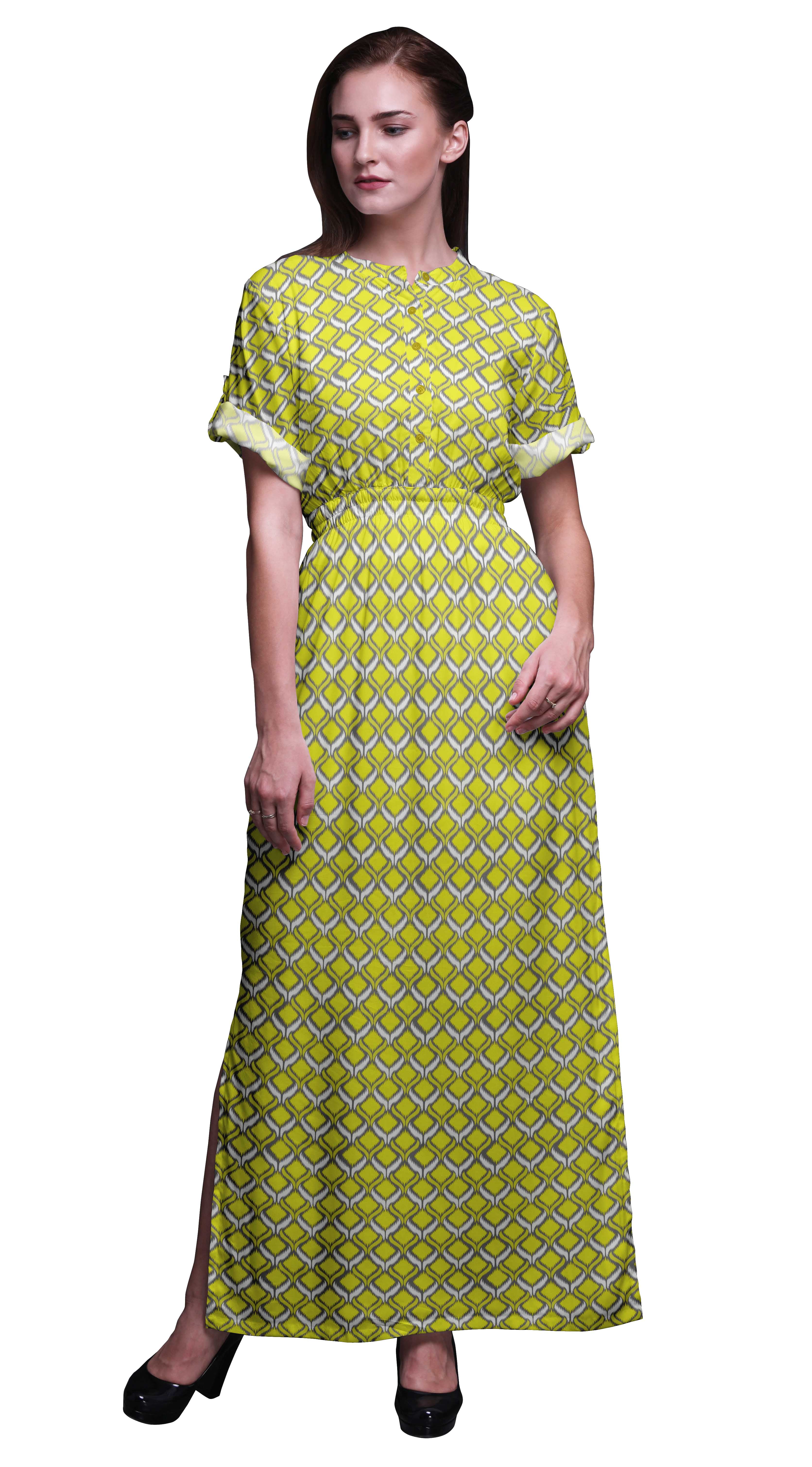 Bimba Rayon Ogee Ikat Ladies Long Gown Boho Beach Cocktail Party Maxi ...