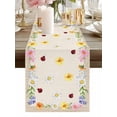Burlap Table Runner 48 Inches Long, Farm Blossom Flower Ladybirds Non ...
