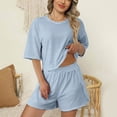 BOOMNY Womens Pajamas Set Short Sleeve Pjs Tops Shorts Sleepwewar ...
