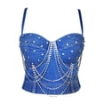 Hfnxid Corset Tops for Women Denim Crop Bustier Tops Spaghetti Strap ...