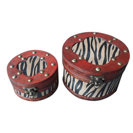 Set Of 2 Brown Vintage Zebra Wood Decorative Storage Boxes | Walmart Canada