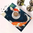 RKSupls Koi Fish Lotus Pond Linen Placemats 30x45cm Straight Edge Stain ...