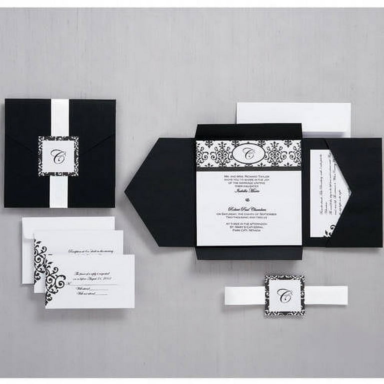 Black And White Pocket Invitations