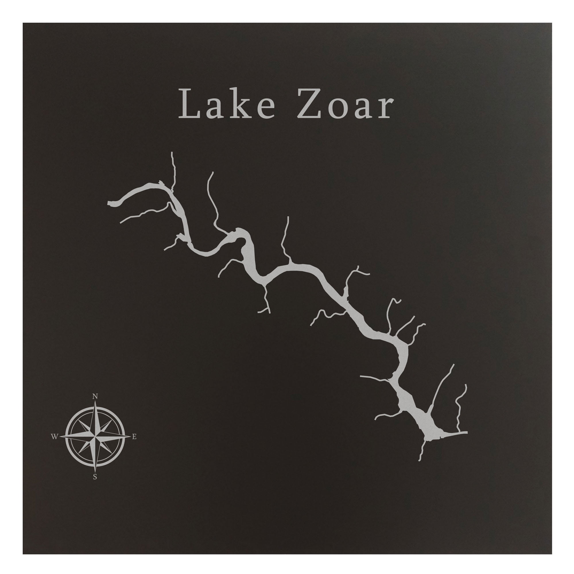 Lake Zoar Housatonic River Map 12x12" Black Metal Wall Art Office Decor ...