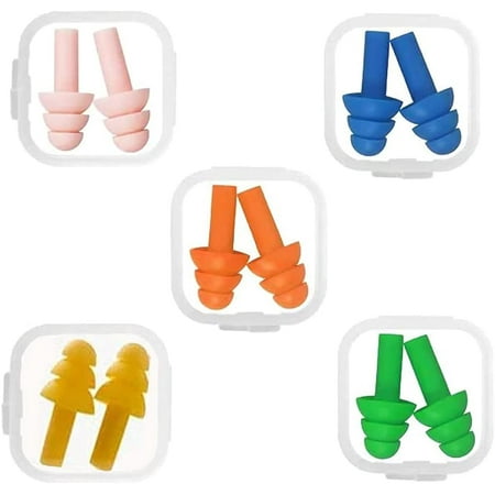 5 Pairs Swimmer Ear Plugs, Reusable Silicone Waterproof Plugs, Unisex ...