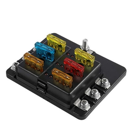6-Way Blade Fuse Block Box Holder Fire Resistant Fuse short circuit ...