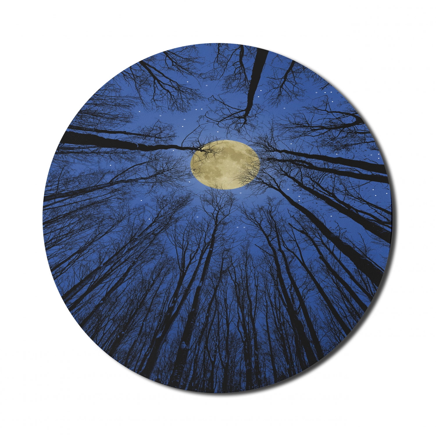 Nature Mouse Pad for Computers, Full Moon Depiction in Woods Star Night ...