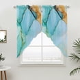 Abstract Teal Swag Valances for Windows 36 inches Long, Green Gold ...