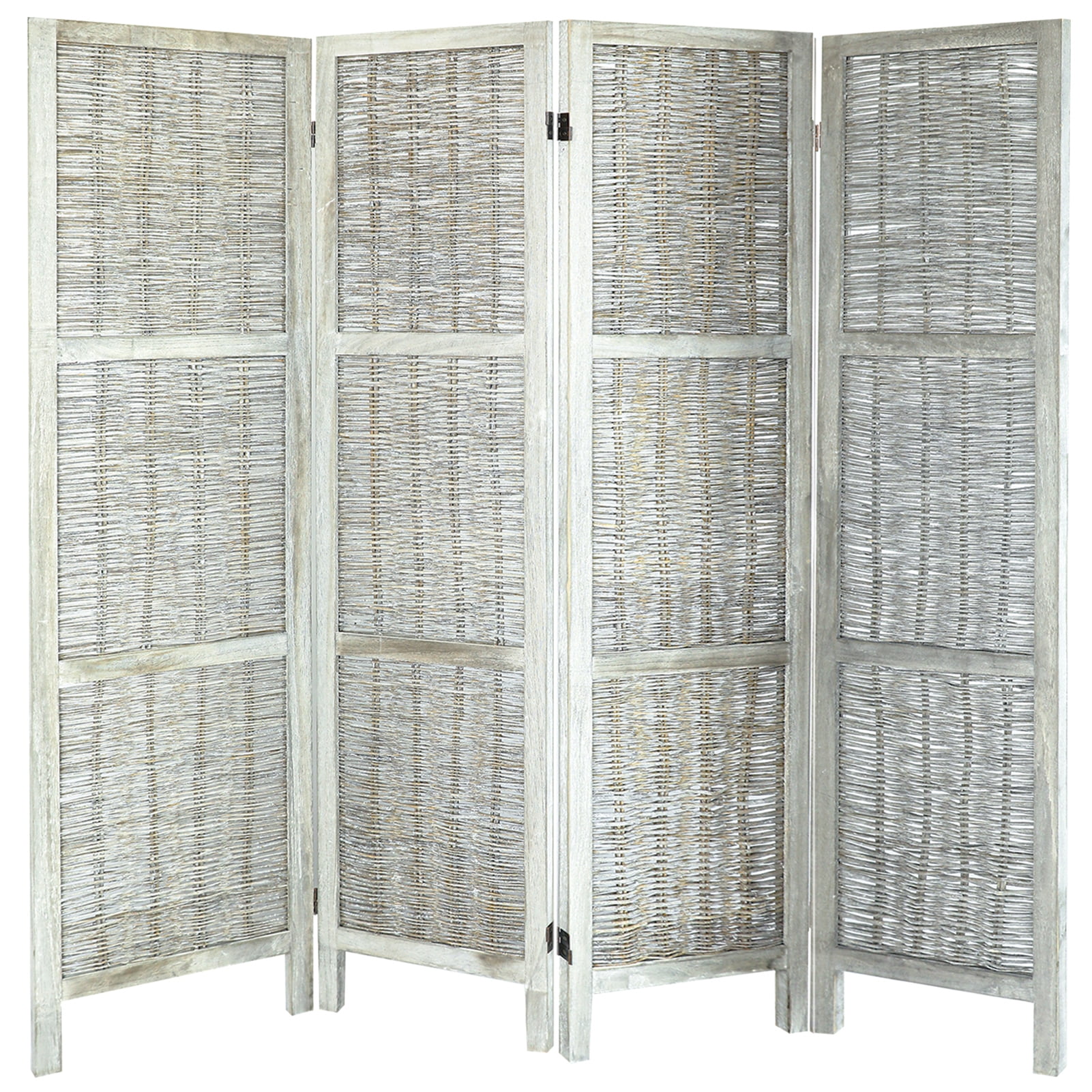 Ecomex 4 Panel Room Divider, Grass Willow Hand-Woven Folding Screen, 64 ...