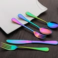 ReaNea Unique Colored Metallic Mirror 40 Piece Rainbow Silverware Set ...