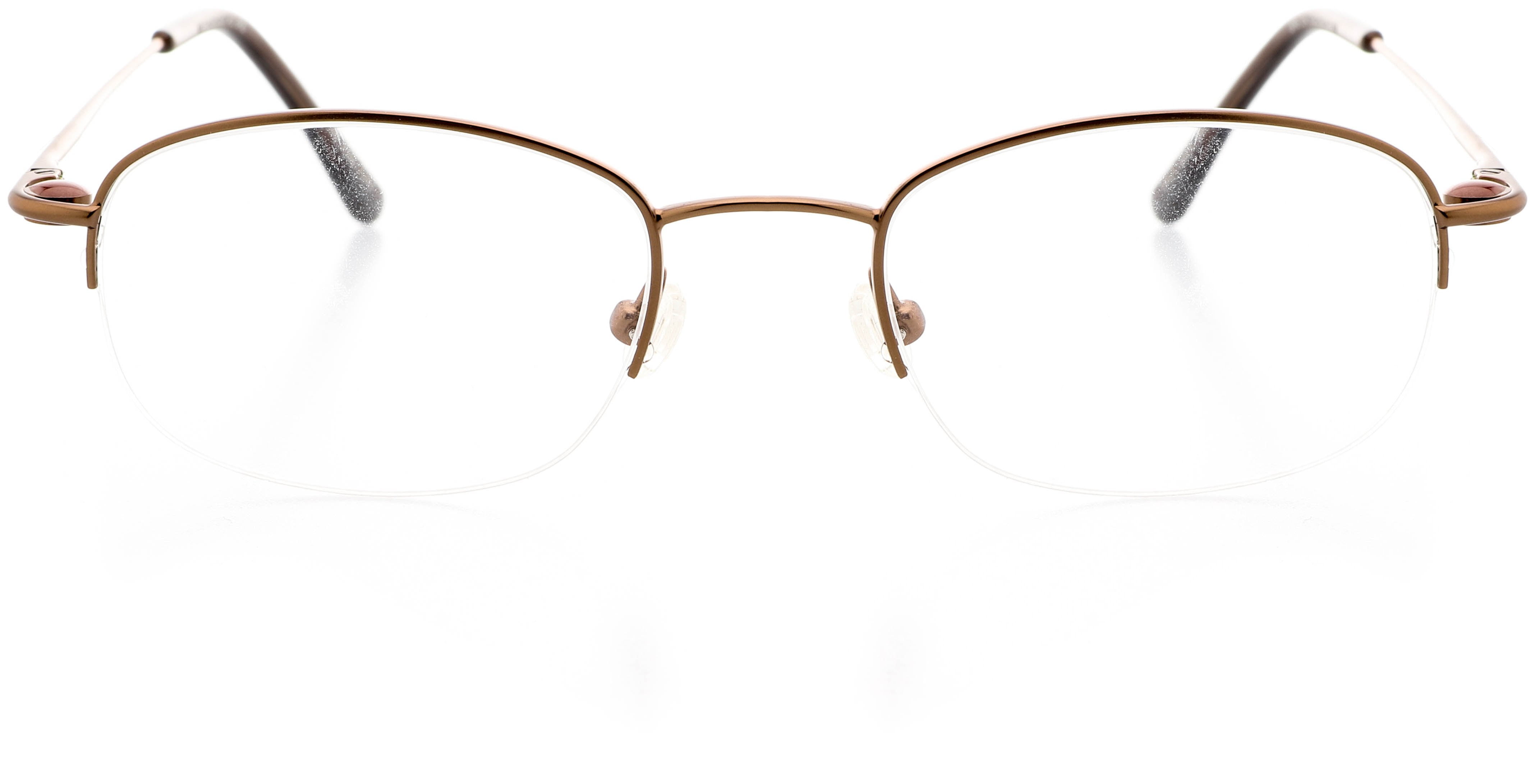 Unisex Optical Eyewear - Oval Shape, Metal Half Rim, Bronze - Walmart.com
