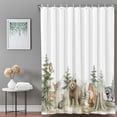 Bear Deer Fox Rabbit Shower Curtain Set with Hooks, Rustic Green Forest ...