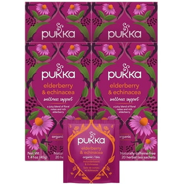 Pukka Organic Herbal Tea, Elderberry Echinacea, Caffeine-Free, Tea Bags ...