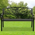 Garden Bench Outdoor Metal Bench 50" Park Bench with Armrests, 480lbs ...