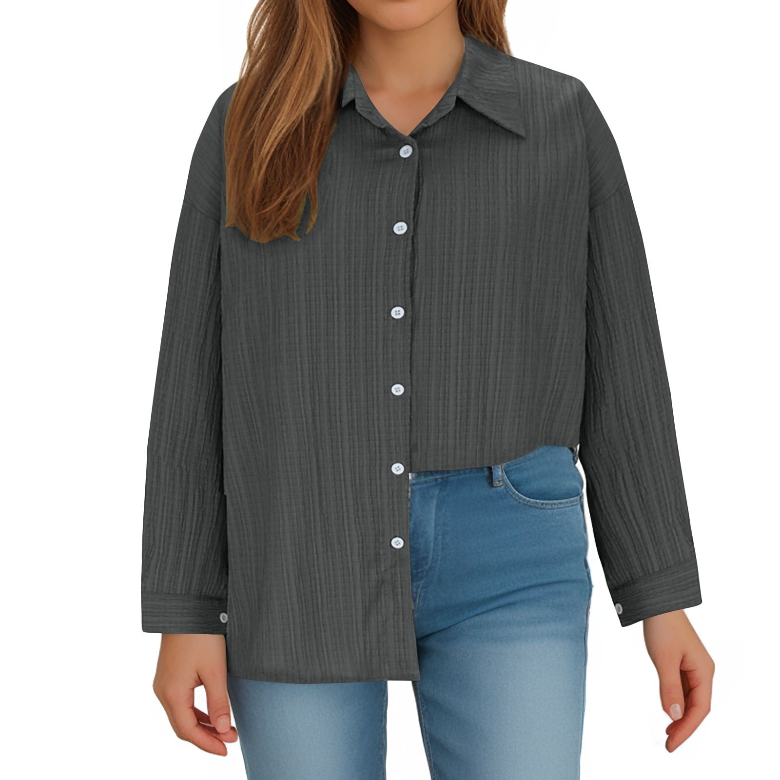 Click here for Aherbiu Plus Size Shirts For Women Button Down Lon... prices