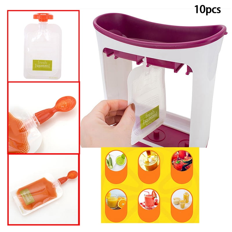 10PCS Resealable Fresh Squeezed Pouches Baby Weaning Food Puree ...